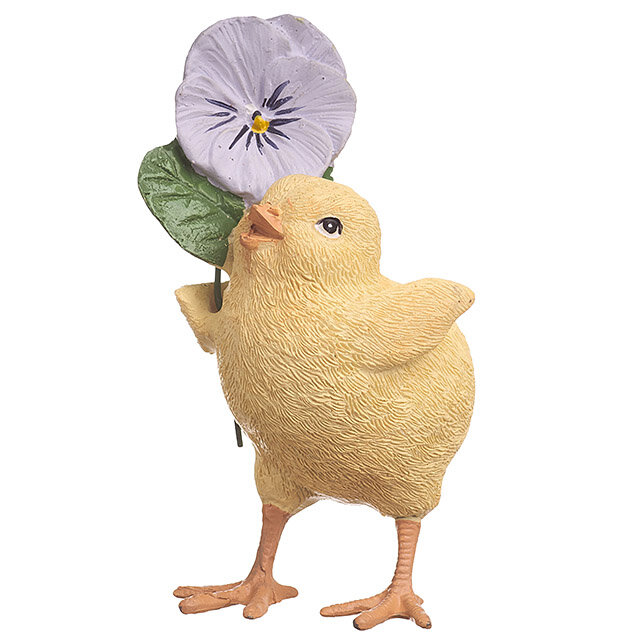Декоративная фигурка Цыпленок Хьюго с цветком 11 см, Goodwill, DE30209-2