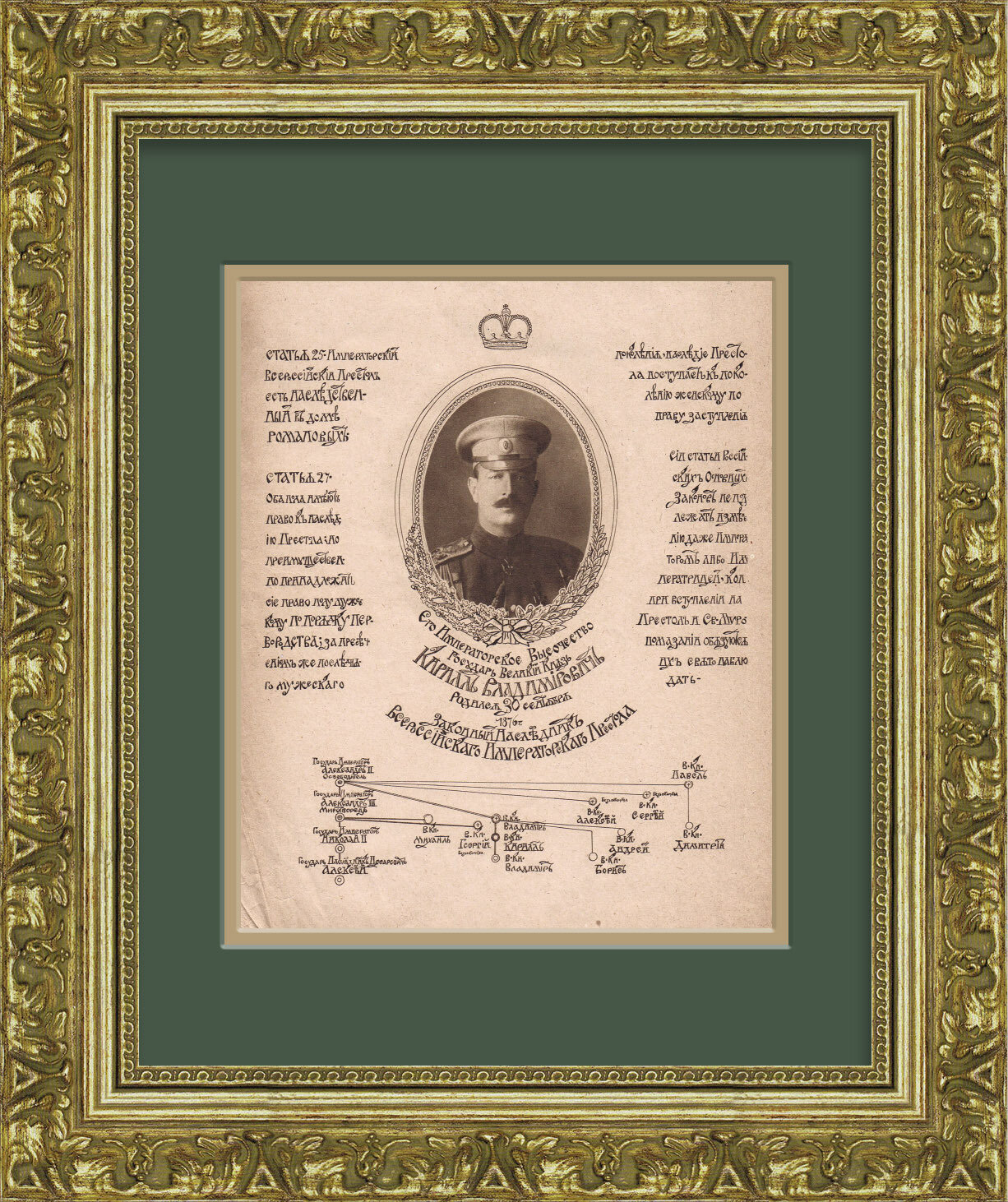 Великий князь Кирилл Владимирович Романов. Старинная литография