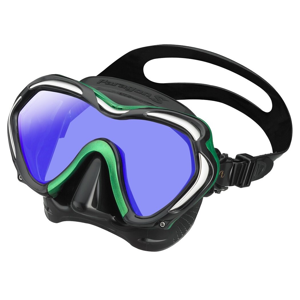 Маска для дайвинга TUSA M1007 Paragon S с антибликовым и UV покрытием, черно-зеленая