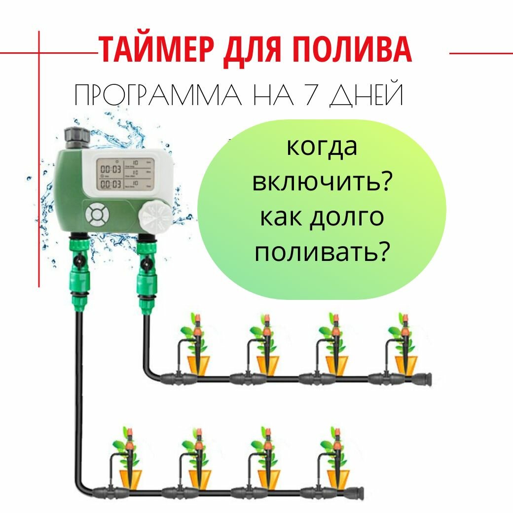 Путь воды, программируемый Таймер недельный для полива на два раздельных контура