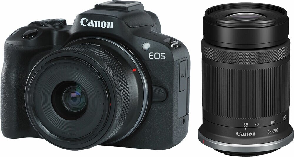 Фотоаппарат Canon EOS R50 Kit RF-S 18-45mm F4.5-6.3 IS STM + RF-S 55-210 mm f5-7.1 IS STM, черный
