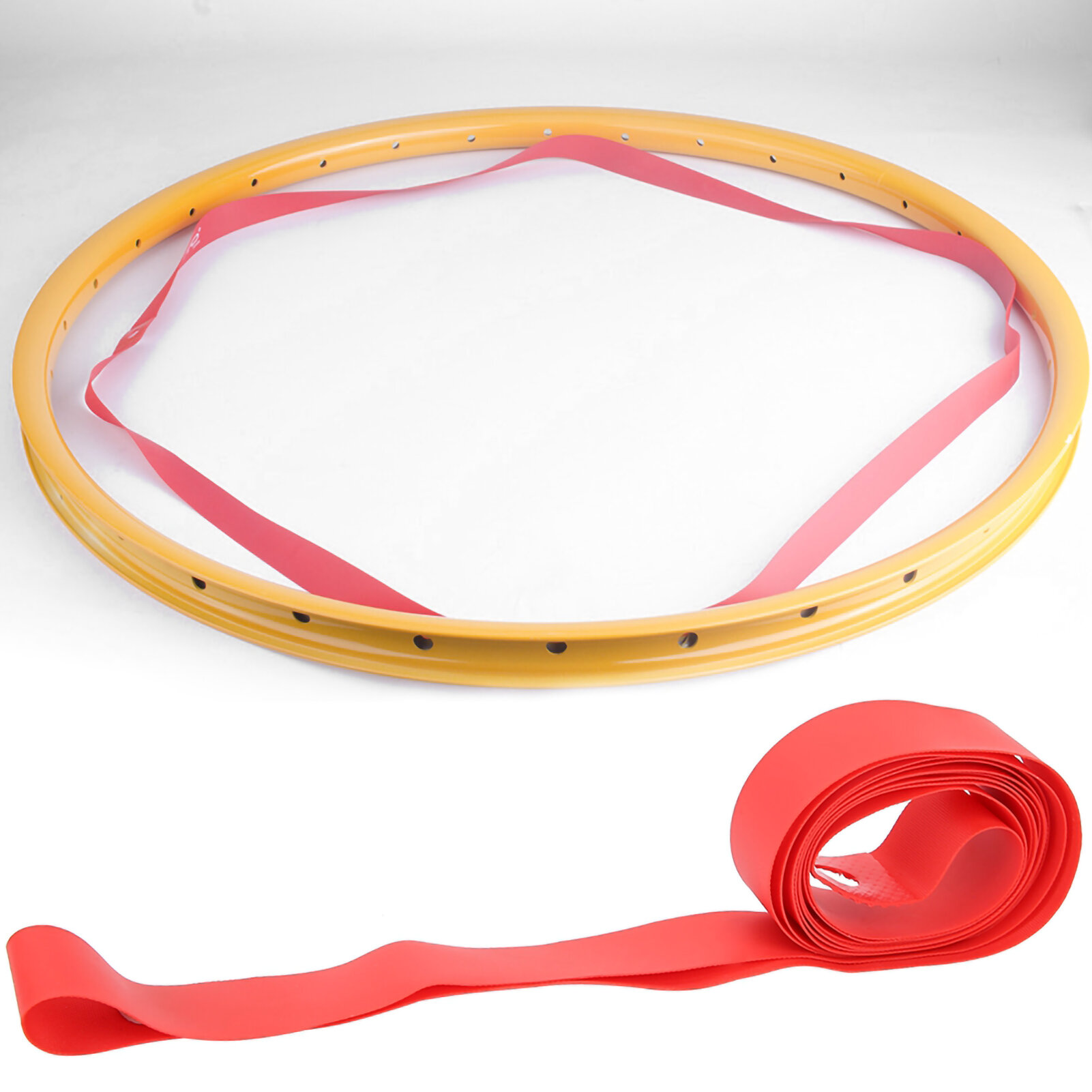 Внутренняя трубка велосипеда из ПВХ, защитная накладка для горного велосипеда, защитная накладка на обод шины велосипеда, лента (красная, 26 дюймов)