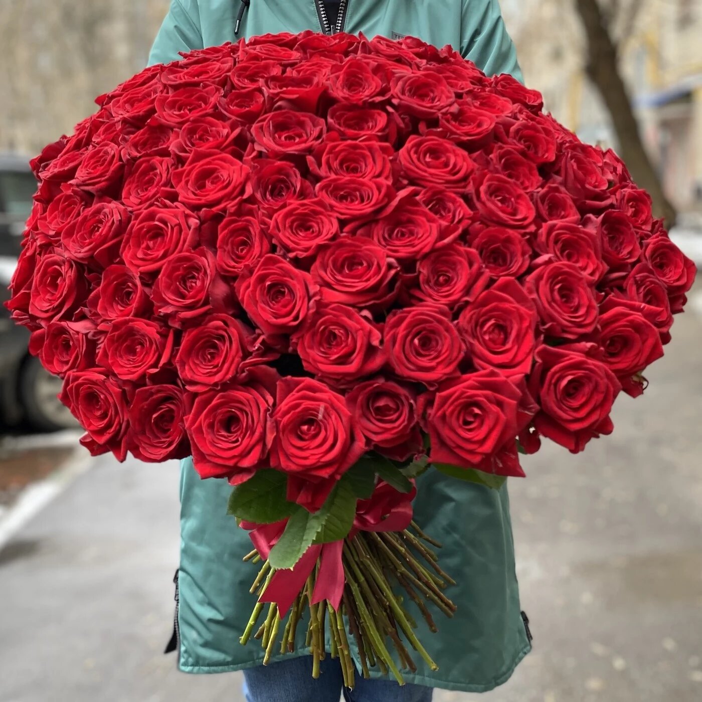 Букет из 101 красной розы, премиум качества, шикарный букет роз