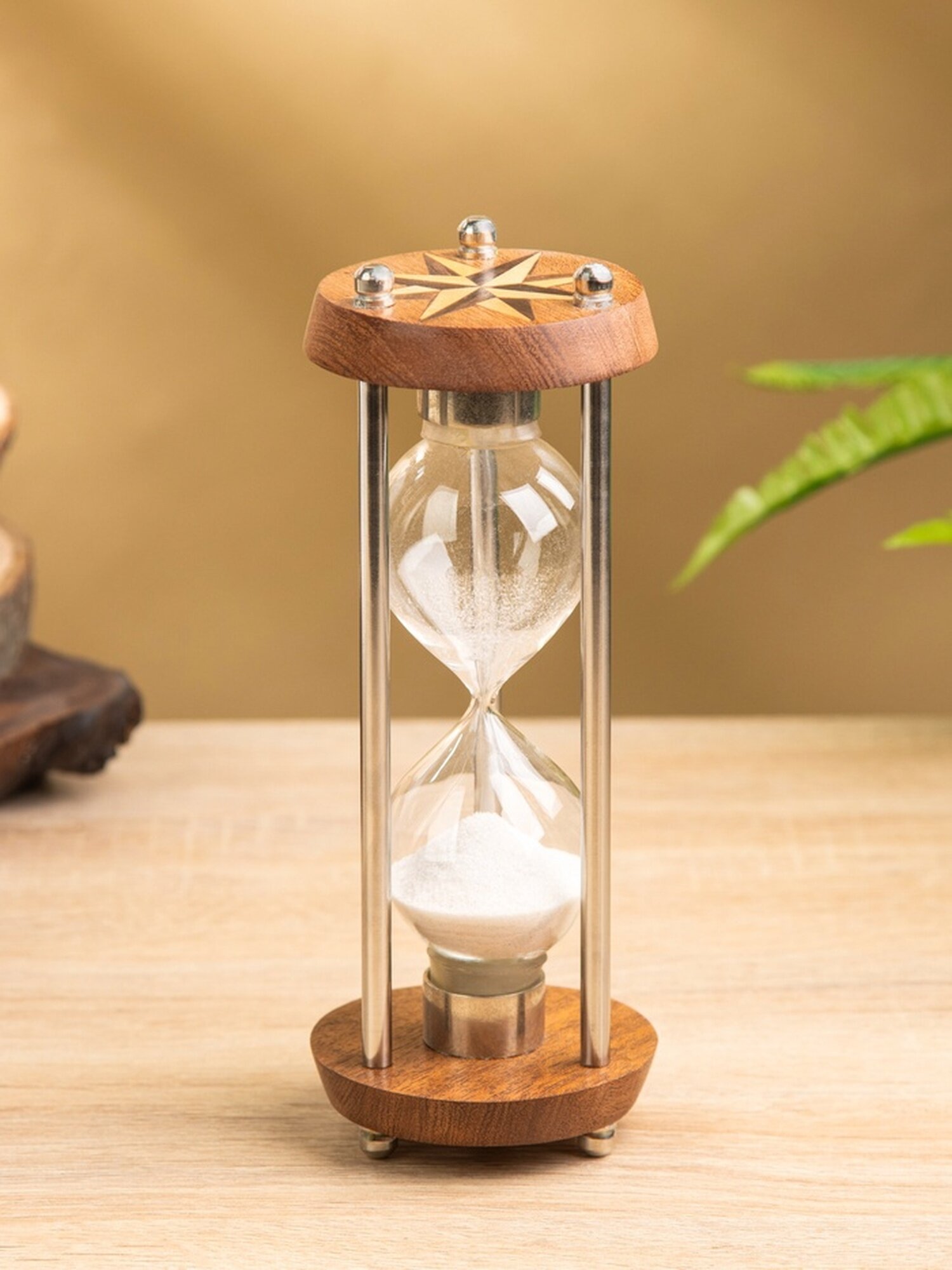 Песочные часы «Стороны света», 6.5×6.5×18.6 см, дерево, стекло, сталь