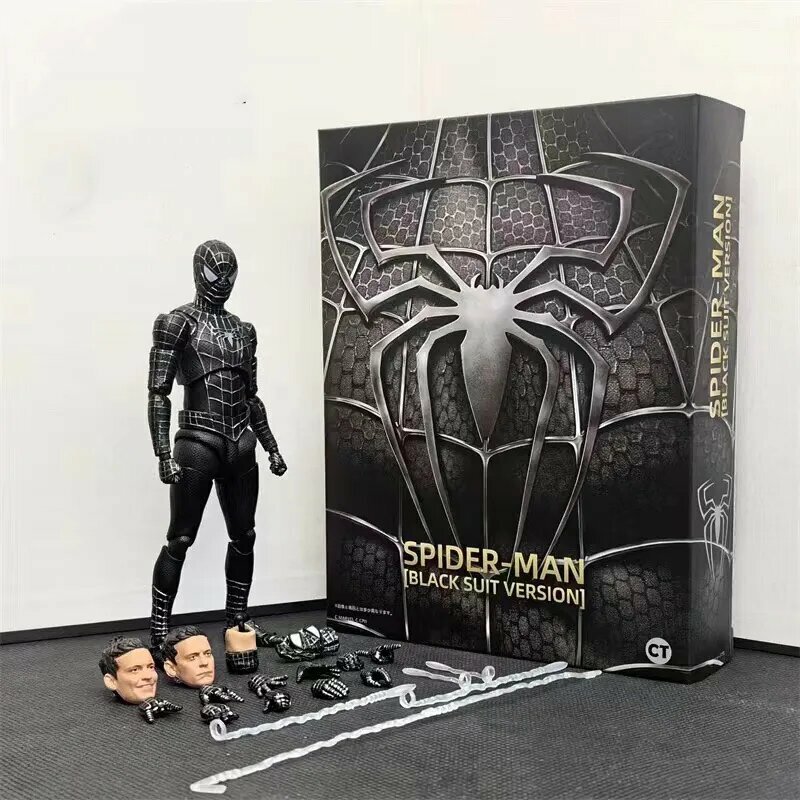 Фигурка человек паук/Spider-Man 3, Tobey Maguire-Black Suit Version, подвижные фигурки,15 см