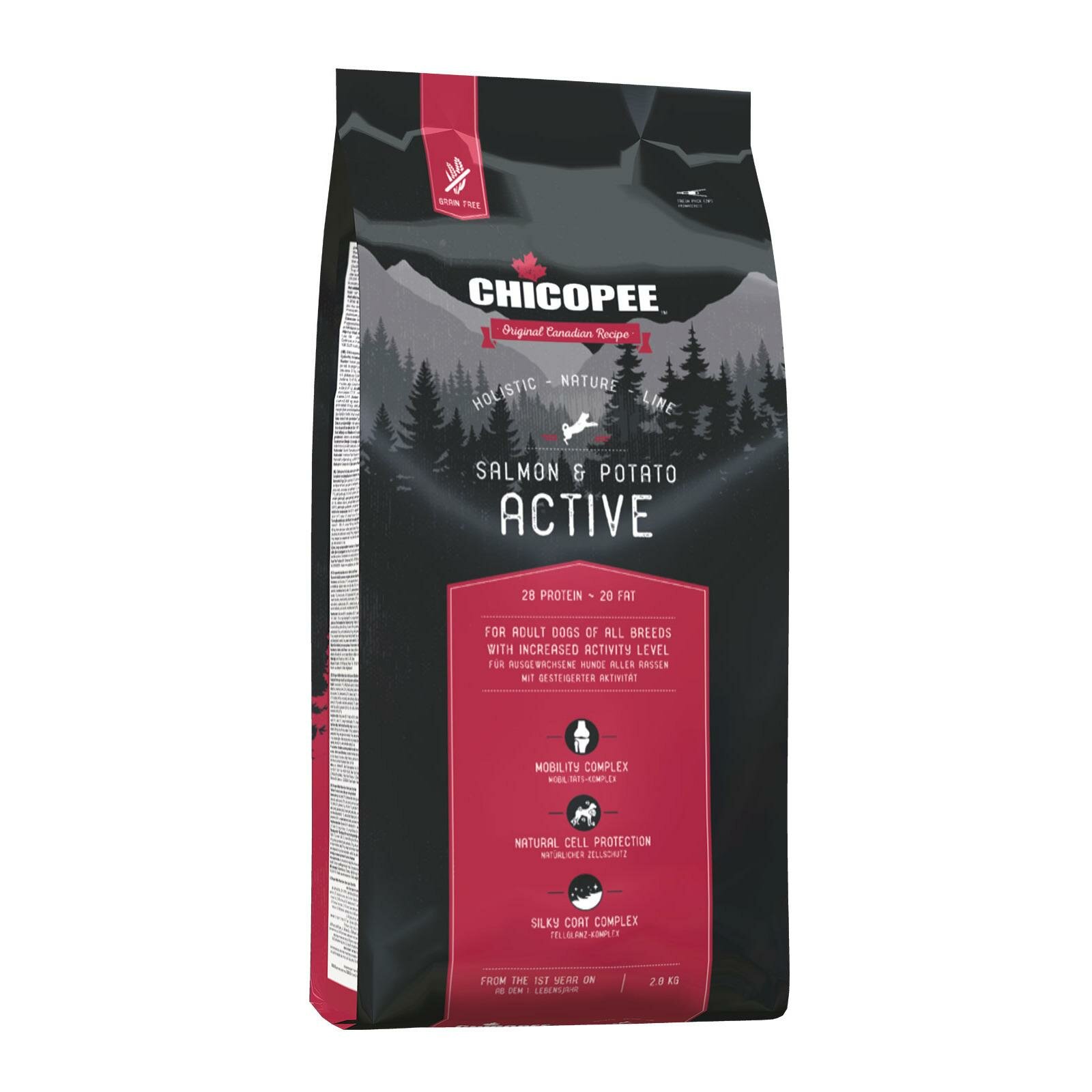 Сухой корм для активных собак всех пород Chicopee HNL Active Salmon Potato, с мясом лосося и картофелем 2 кг