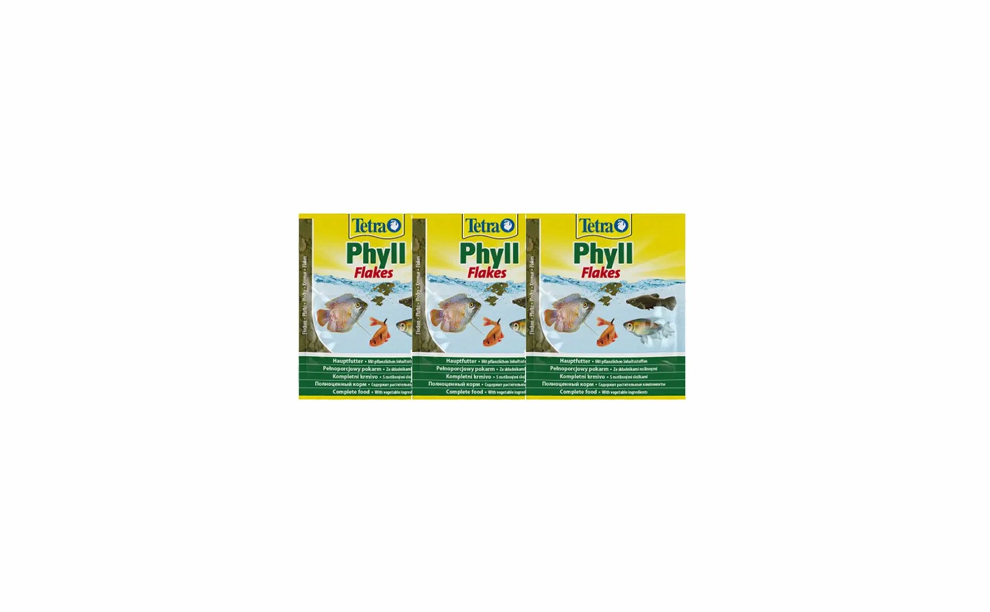 TetraPhyll корм для всех видов рыб растительные хлопья 12 г (sachet) х 3 шт.
