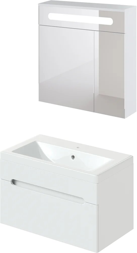 Мебель для ванной комнаты DIWO Коломна 80, подвесная, белая, российская (гарнитур, мебель)