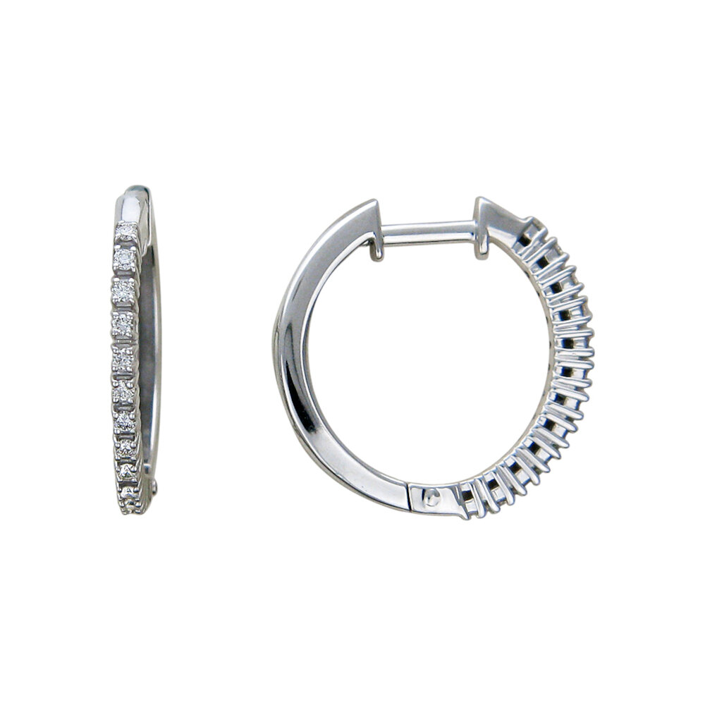 Серьги конго, белое золото, 585 проба, бриллиант