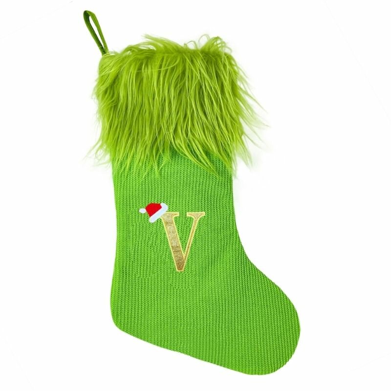 Красочные вязаные рождественские чулки с вышивкой для семейного праздничного украшения, V- образный стиль