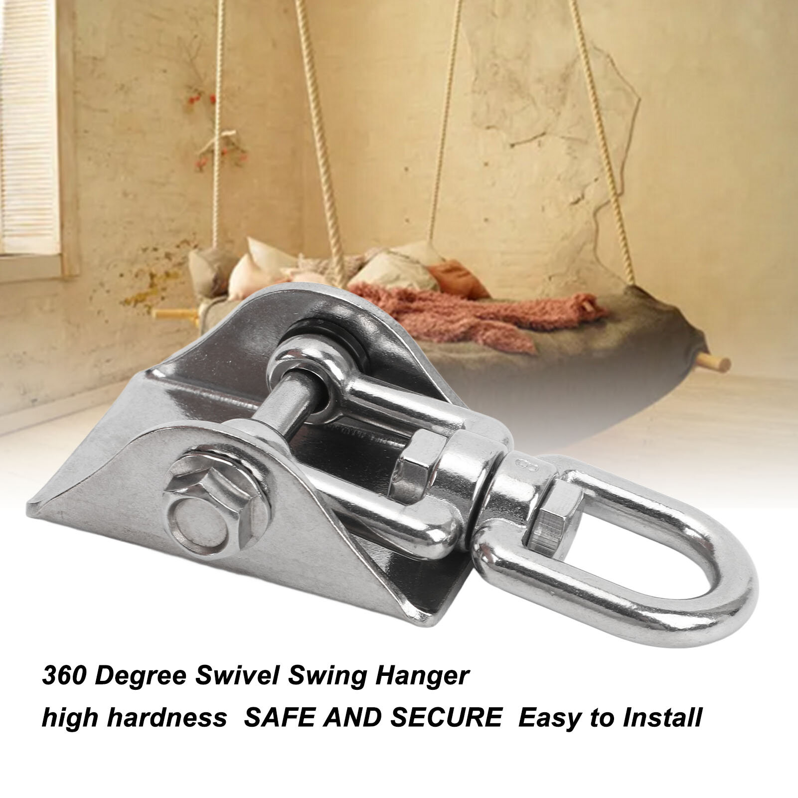 Сверхмощная поворотная вешалка на 360 градусов, поворотный крюк из нержавеющей стали для детской площадки, тренажерный зал, боксерская сумка, кресло-гамак, емкость 1000 фунтов
