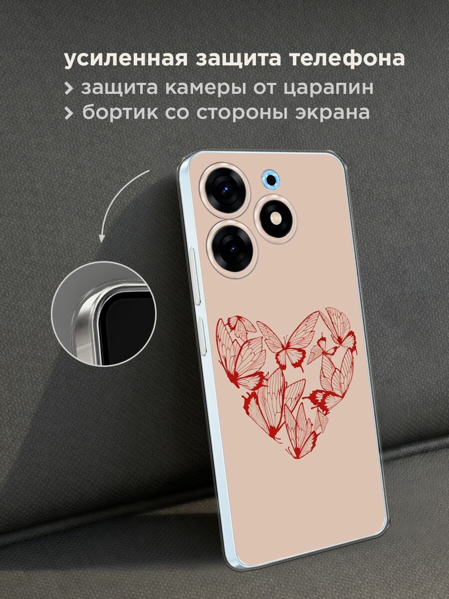 Чехол на Tecno Spark 10 Pro / Текно Спарк 10 Про с принтом "Сердце из бабочек - 14 февраля" — фото 1