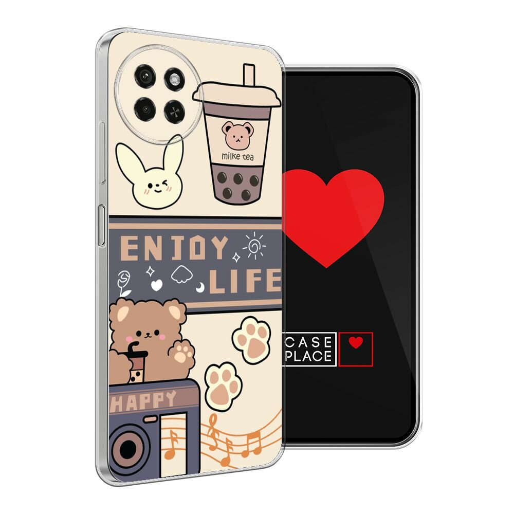 Силиконовый чехол на Itel S23 / Ител S23 с принтом "Enjoy life 1" — фото 1