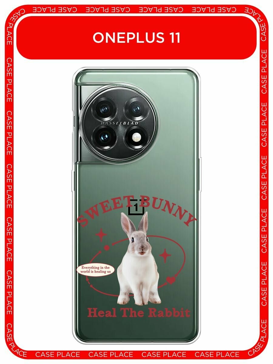 Чехол на OnePlus 11 / Ван Плас 11 с принтом "Heal the rabbit", прозрачный