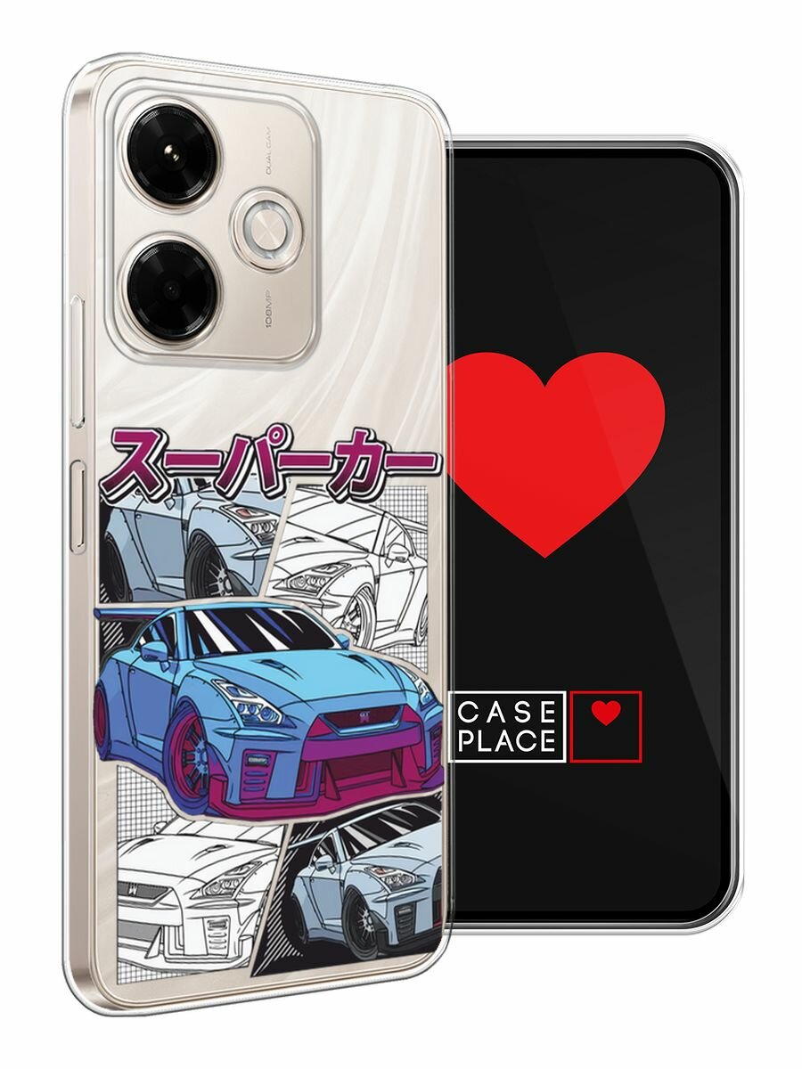 Чехол на Xiaomi Redmi 13X / Сяоми Редми 13X с принтом "JDM коллаж", прозрачный — фото 1