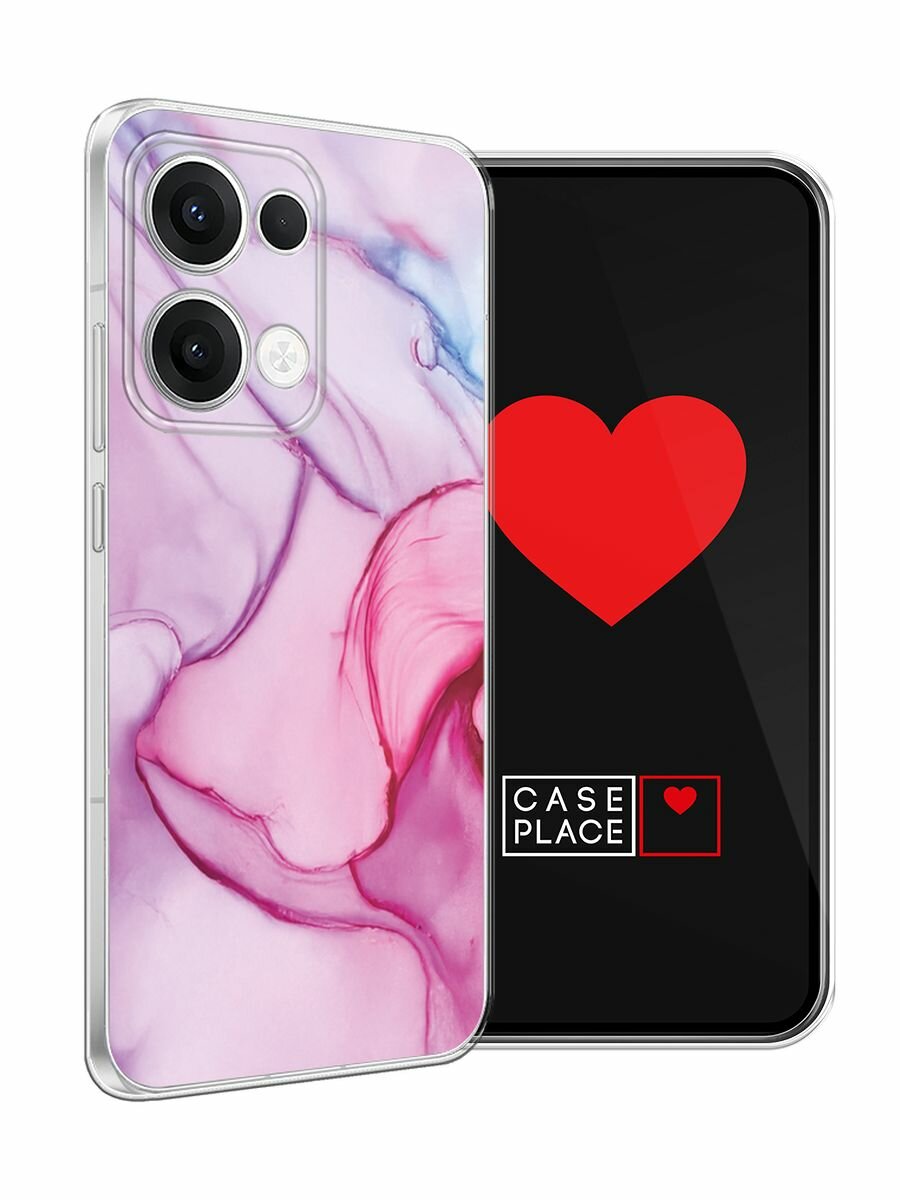 Чехол на Oppo Reno 13 / Оппо Рено 13 с принтом "Розовые мраморные разводы" — фото 1