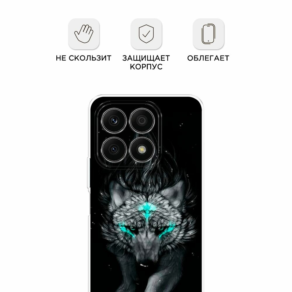 Силиконовый чехол на Honor X8A / Хонор X8A с принтом "Крадущийся волк" — фото 1