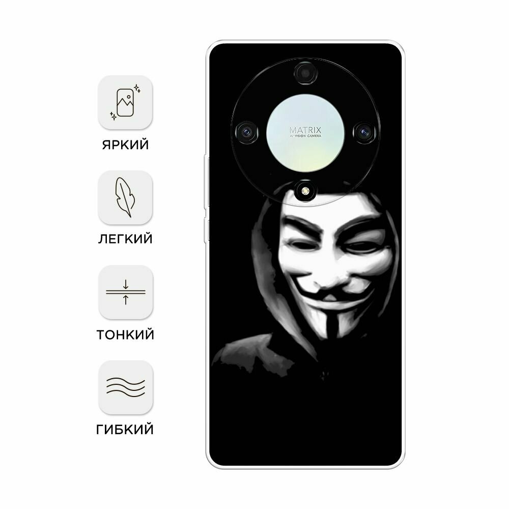 Силиконовый чехол на Honor X9A / Хонор X9A с принтом "Анонимус" — фото 1