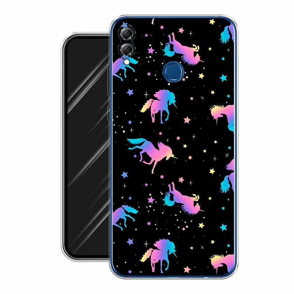 Силиконовый чехол на Honor 8X / Хонор 8Х с принтом "Единороги градиент" — фото 1