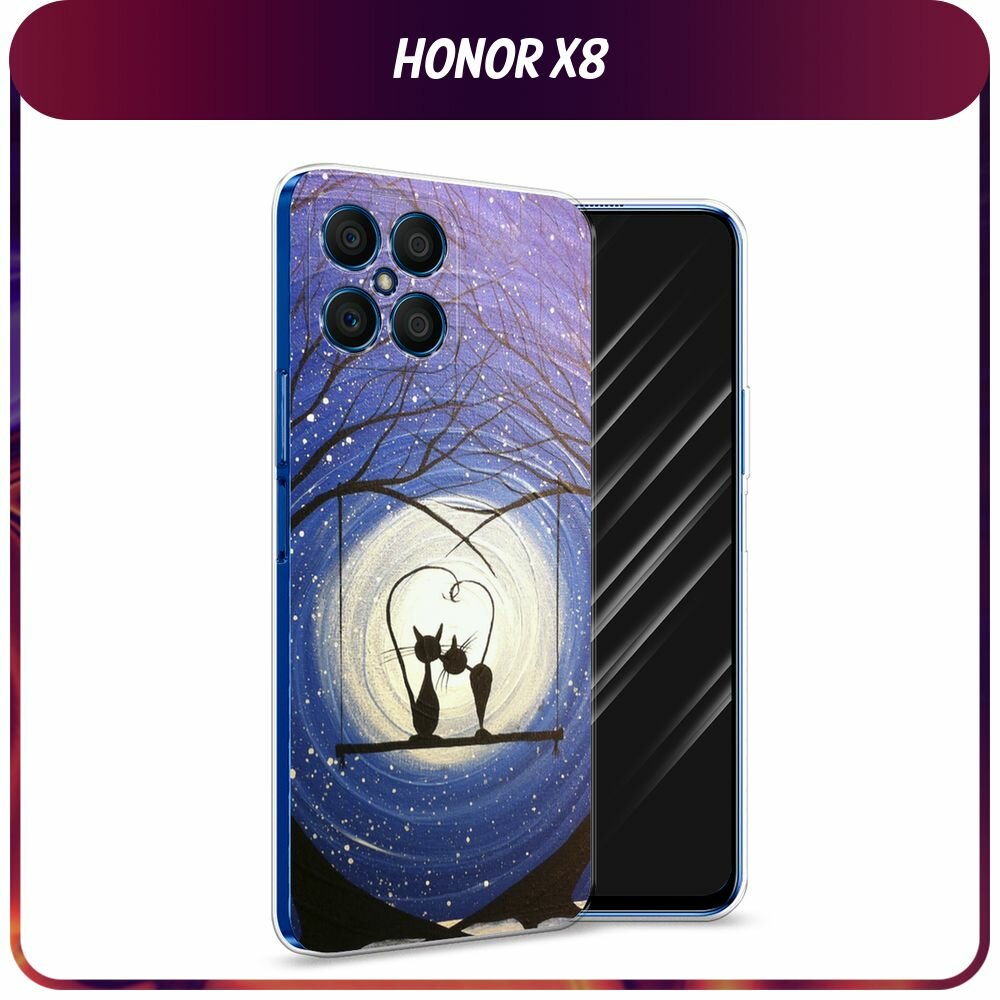Чехол на Honor X8 / Хуавей X8 с принтом Влюбленные котики 10