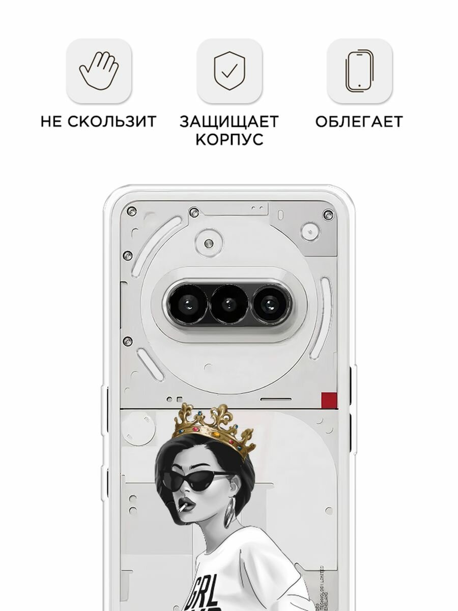 Чехол на Nothing Phone 3a / Нотинг Фон 3а с принтом Be your Queen, прозрачный — фото 1