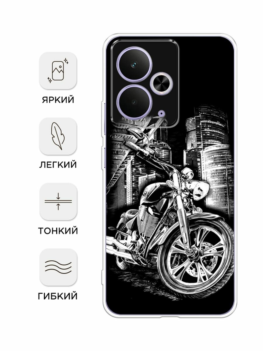 Силиконовый чехол на Realme 14T / Реалми 14Т с принтом "Крутой байк" — фото 1