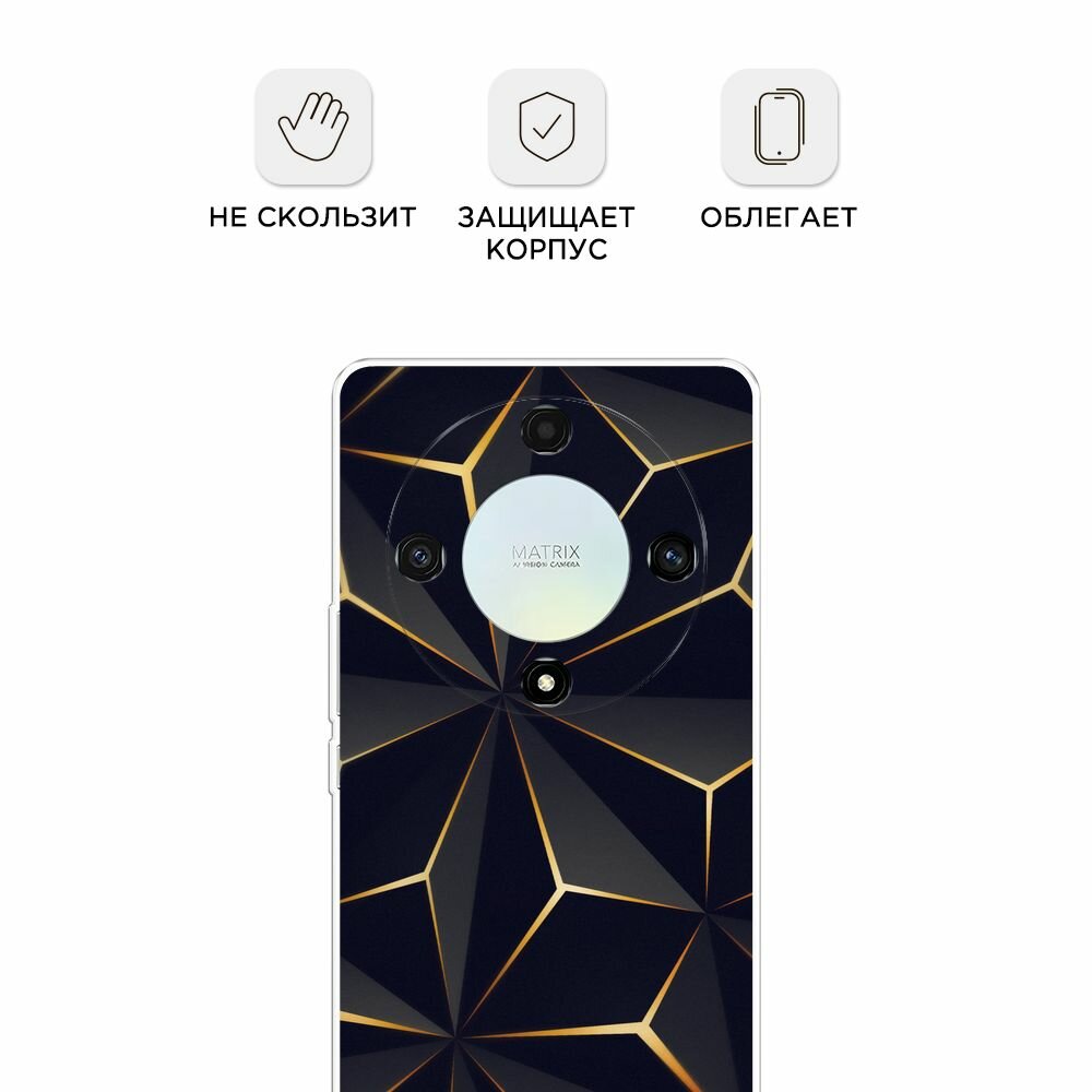 Силиконовый чехол на Honor X9A / Хонор X9A с принтом "Черные полигоны" — фото 1