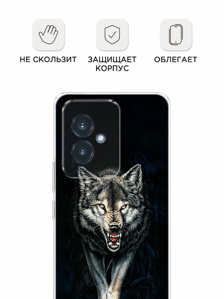 Чехол на Honor 100 / Хонор 100 с принтом "Злобный волк из ночи" — фото 1