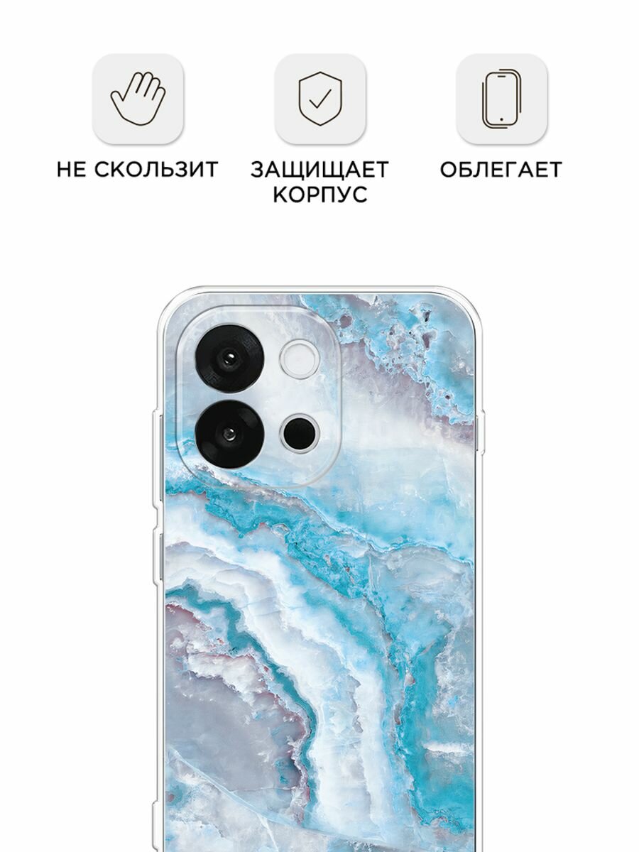 Чехол на OnePlus 13T / Ван Плас 13Т с принтом "Нежно-голубой мрамор" — фото 1