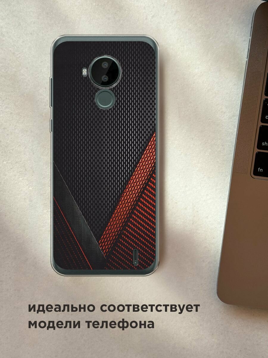 Силиконовый чехол на Nokia C30 / Нокия C30 с принтом "Красный карбон" — фото 1