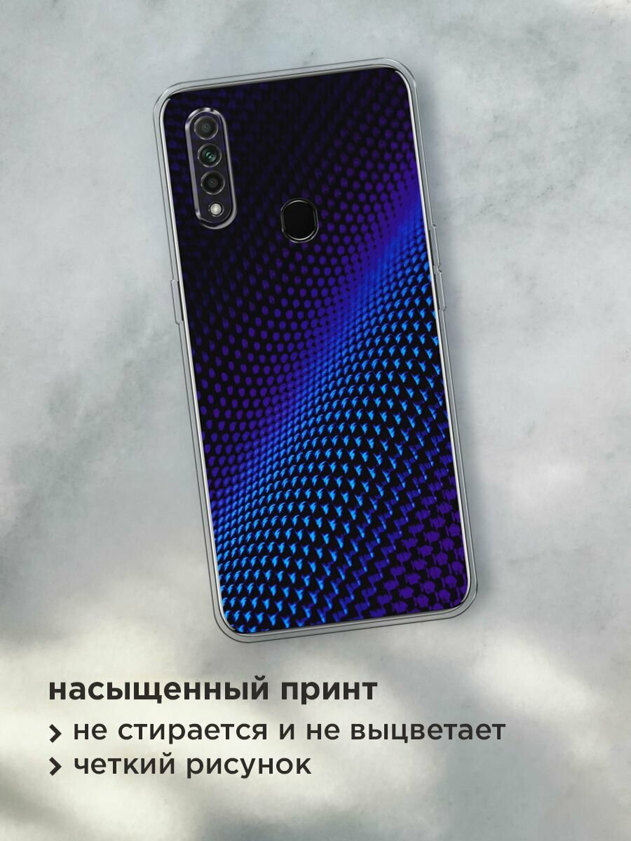 Силиконовый чехол на Oppo A31 / Оппо А31 с принтом "Синий карбон" — фото 1