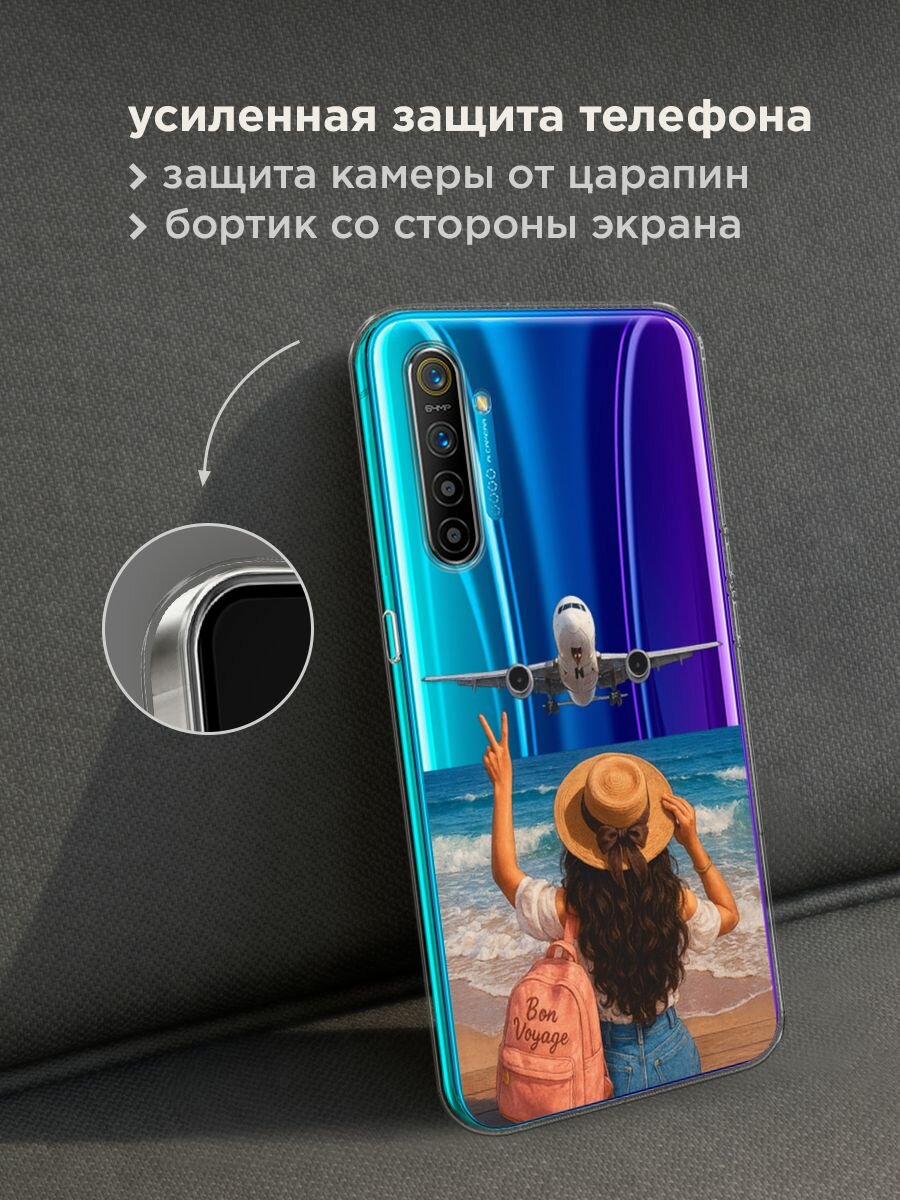 Чехол на Realme XT / Реалми XT с принтом "Bon Voyage", прозрачный — фото 1