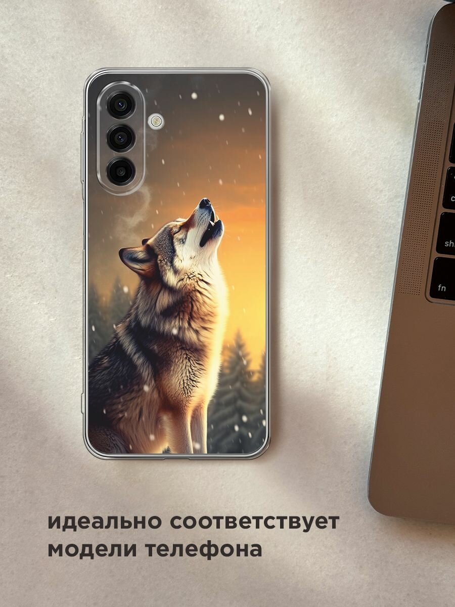 Чехол на Samsung Galaxy A17 / Самсунг А17 с принтом "Воющий волк" — фото 1