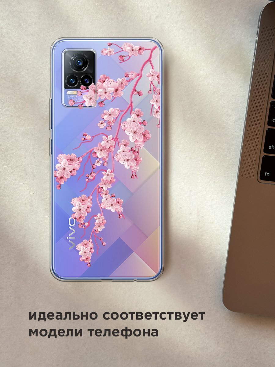 Чехол на Vivo V21e 4G / Виво V21e 4G с принтом "Ветка сакуры 2" — фото 1