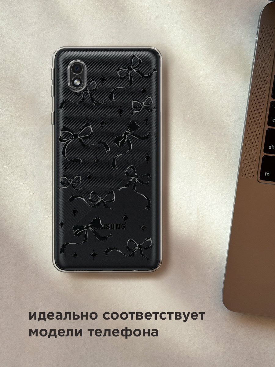 Чехол на Samsung Galaxy A01 Core / Самсунг Галакси А01 Core с принтом "Милые чёрные бантики 4" — фото 1