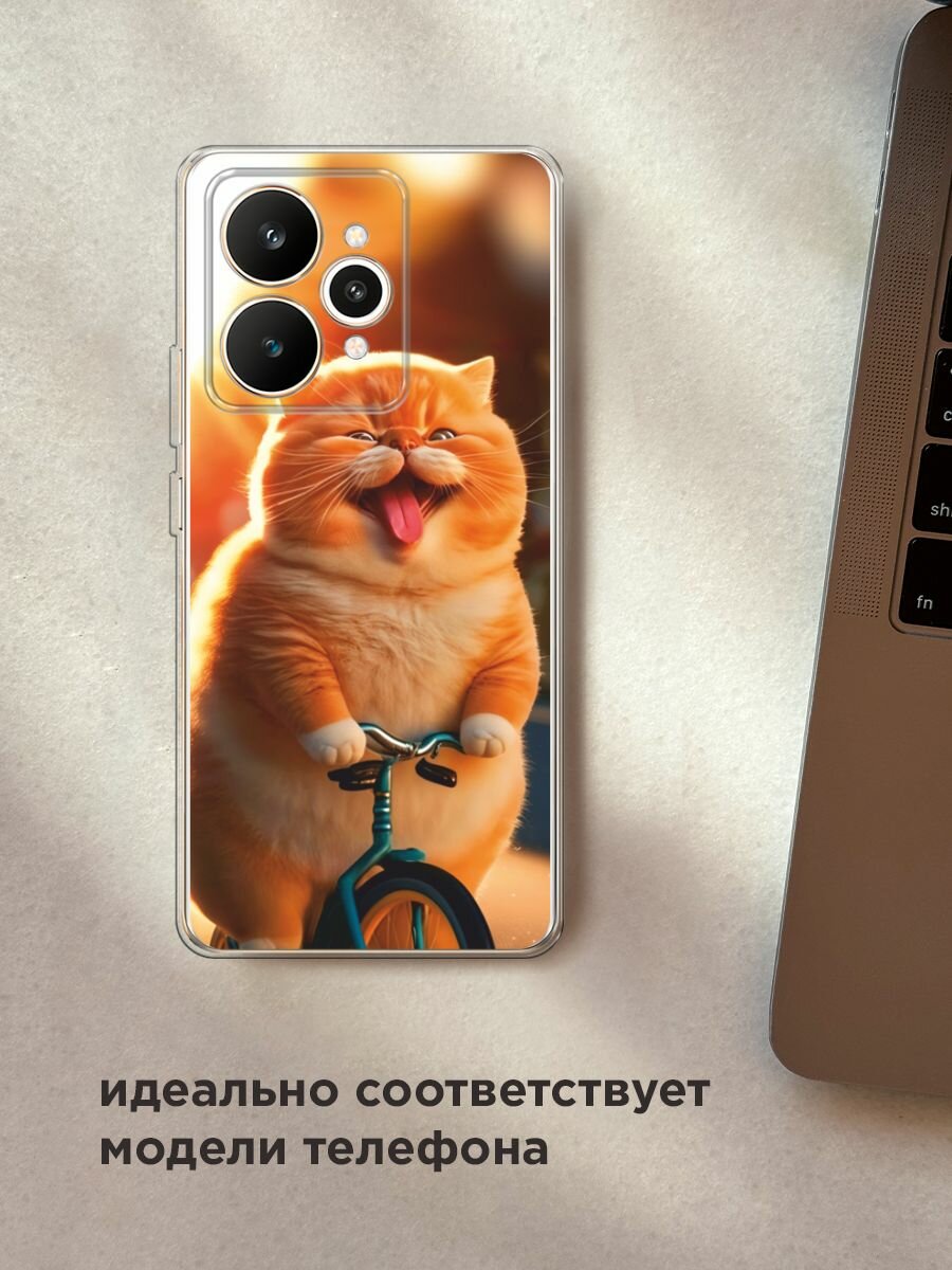 Силиконовый чехол на Realme 15 / Реалми 15 с принтом "Кот на велике" — фото 1