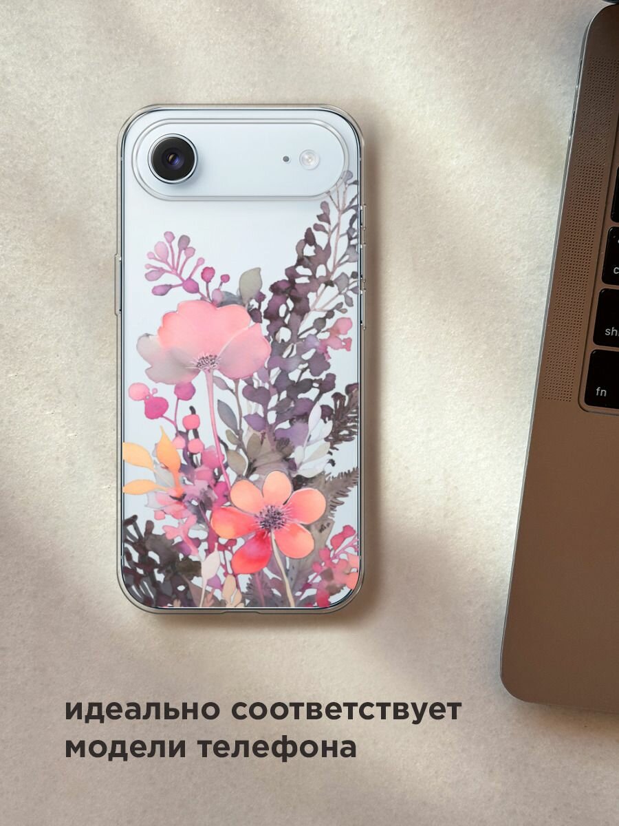 Чехол на Apple iPhone Air / Айфон Айр с принтом "Лиловые полевые цветы", прозрачный — фото 1