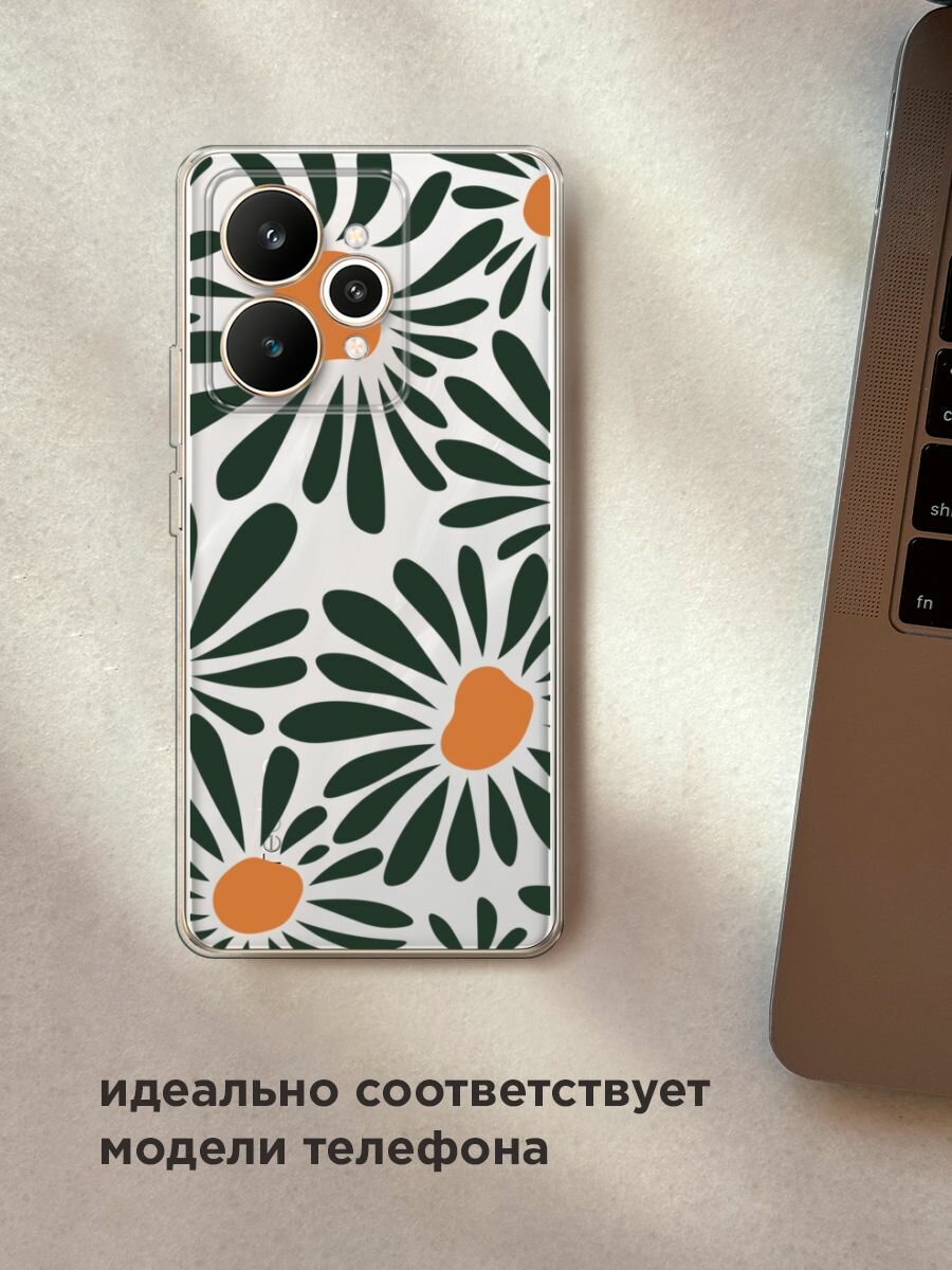 Чехол на Realme 15 / Реалми 15 с принтом "Летние цветы рисунок", прозрачный — фото 1