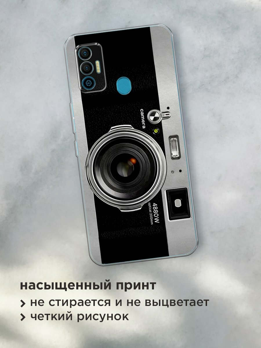 Чехол на Tecno Spark 7 / Техно Спарк 7 с принтом "Ретро камера" — фото 1