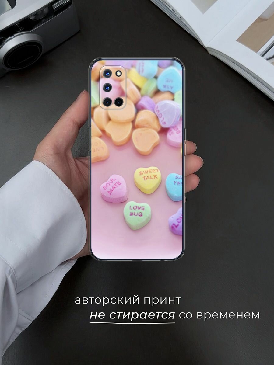 Чехол на Oppo A52/A72 / Оппо A52/A72 с принтом "Конфетки сердечки 2" — фото 1