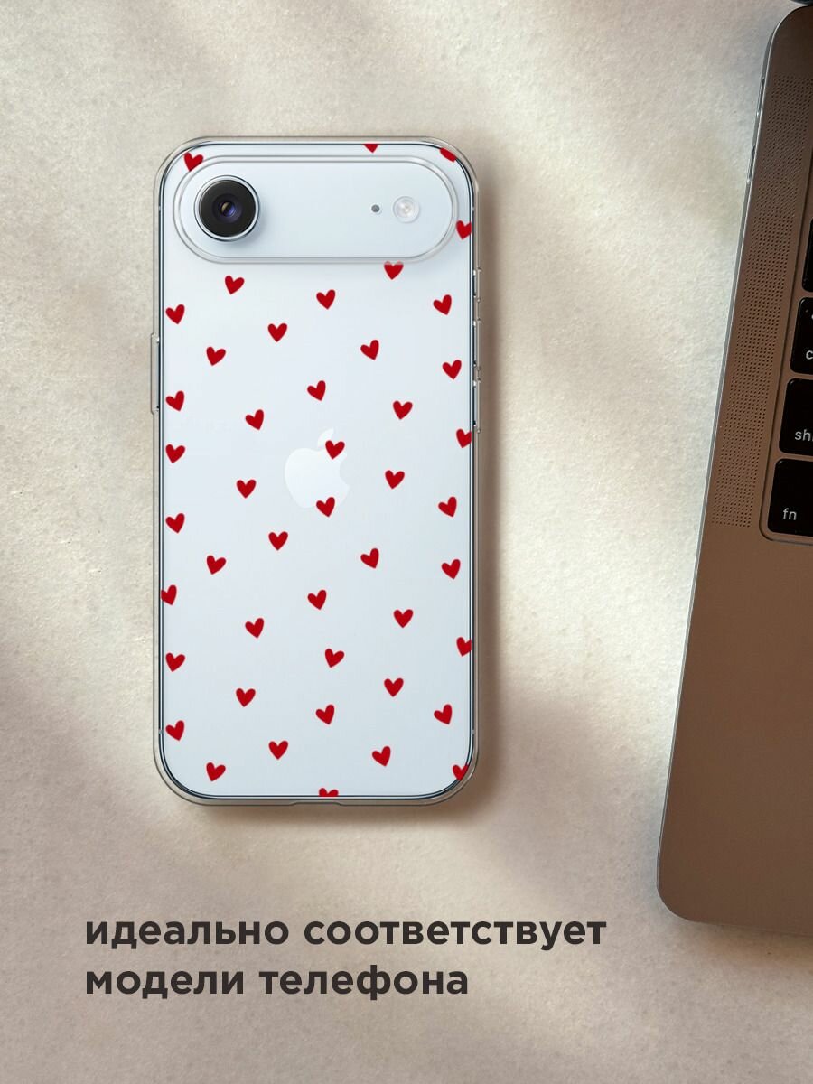 Чехол на Apple iPhone Air / Айфон Айр с принтом "Red hearts", прозрачный — фото 1