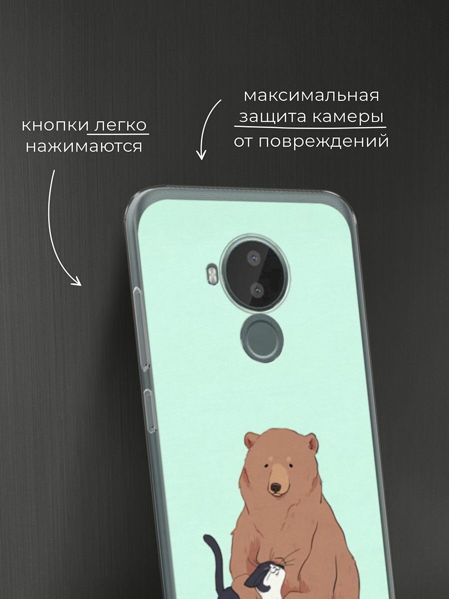 Чехол на Nokia C30 / Нокия C30 с принтом "Медведь и кошка дружба" — фото 1