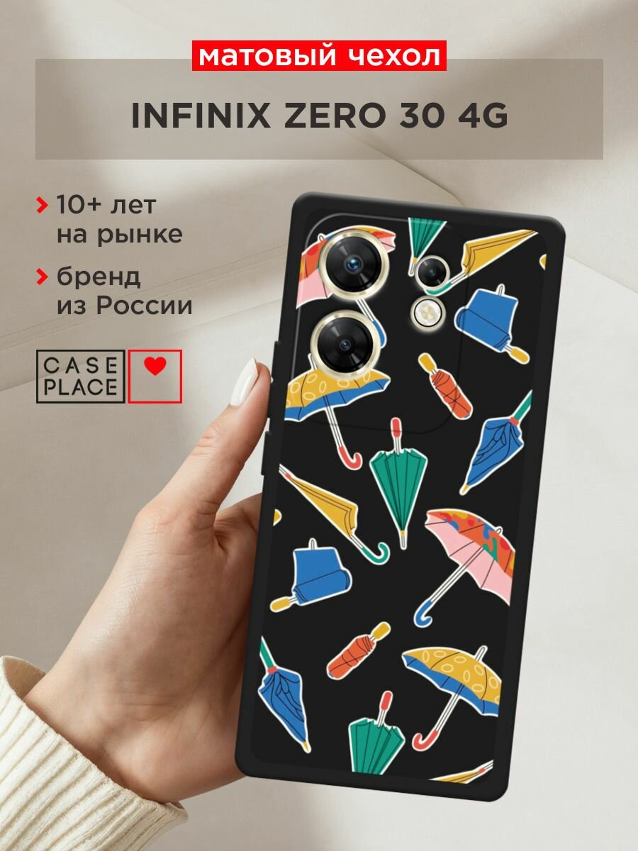 Чехол на Infinix Zero 30 4G / Инфиникс Зеро 30 4G с принтом "Зонты паттерн", прозрачный