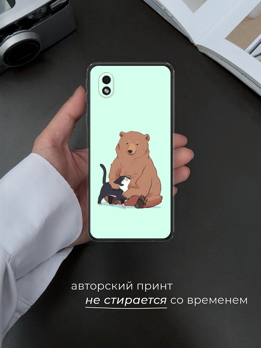 Чехол на Samsung Galaxy A01 Core / Самсунг Галакси А01 Core с принтом "Медведь и кошка дружба" — фото 1