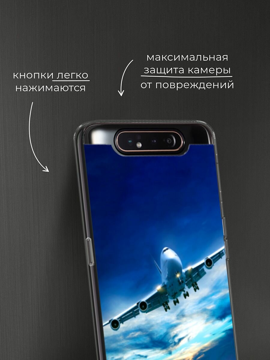 Чехол на Samsung Galaxy A80 / Самсунг Гэлакси A80 с принтом "Самолет в небе" — фото 1