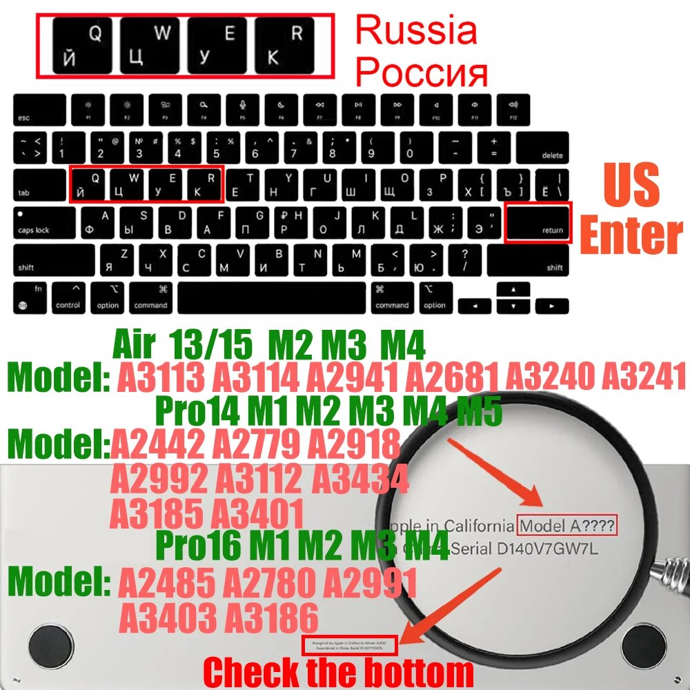 Чехол для Macbook Air 13/15 M4, A2681, черный