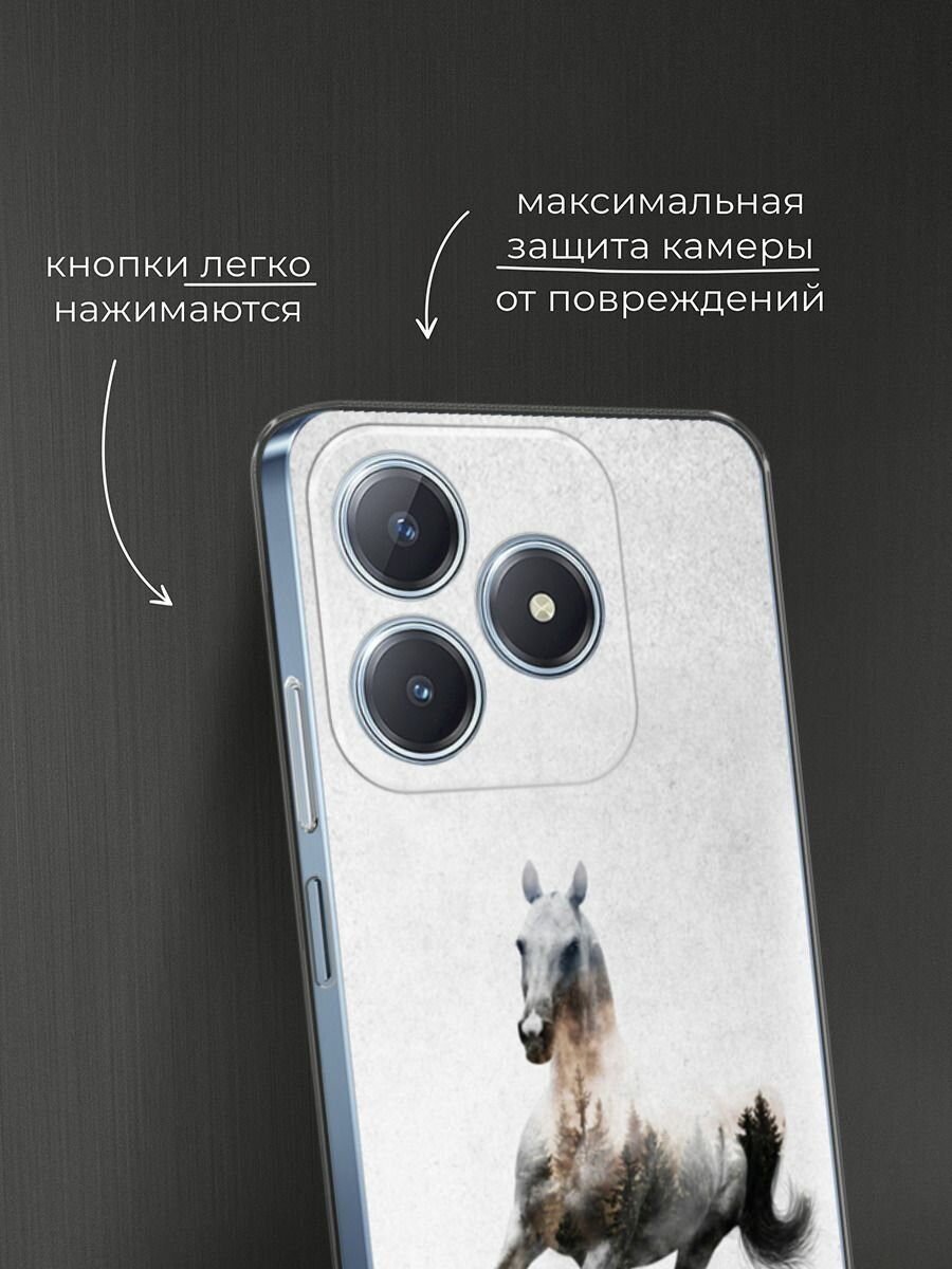 Силиконовый чехол на Realme C63 / Реалми С63 с принтом "Лошадь лес" — фото 1