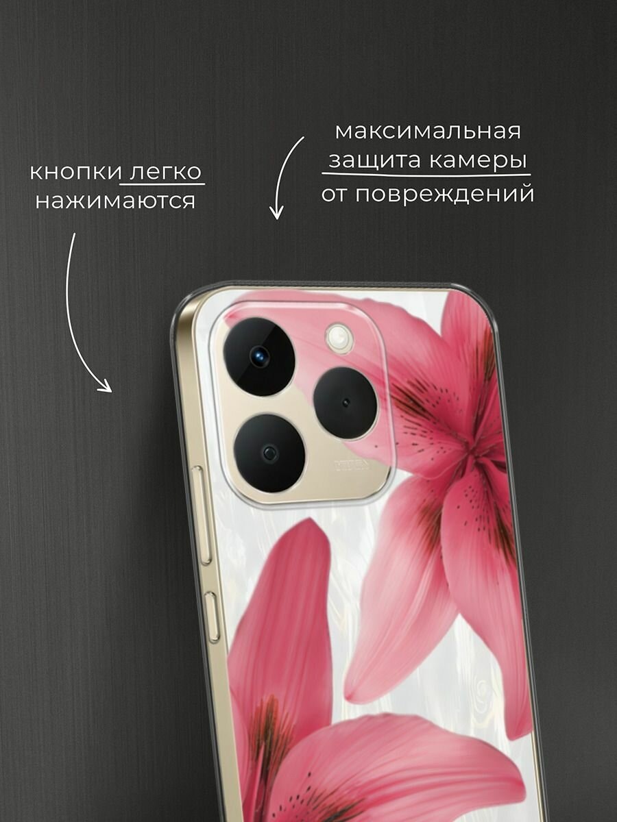 Чехол на Realme 15T / Реалми 15Т с принтом "Pink flower" — фото 1