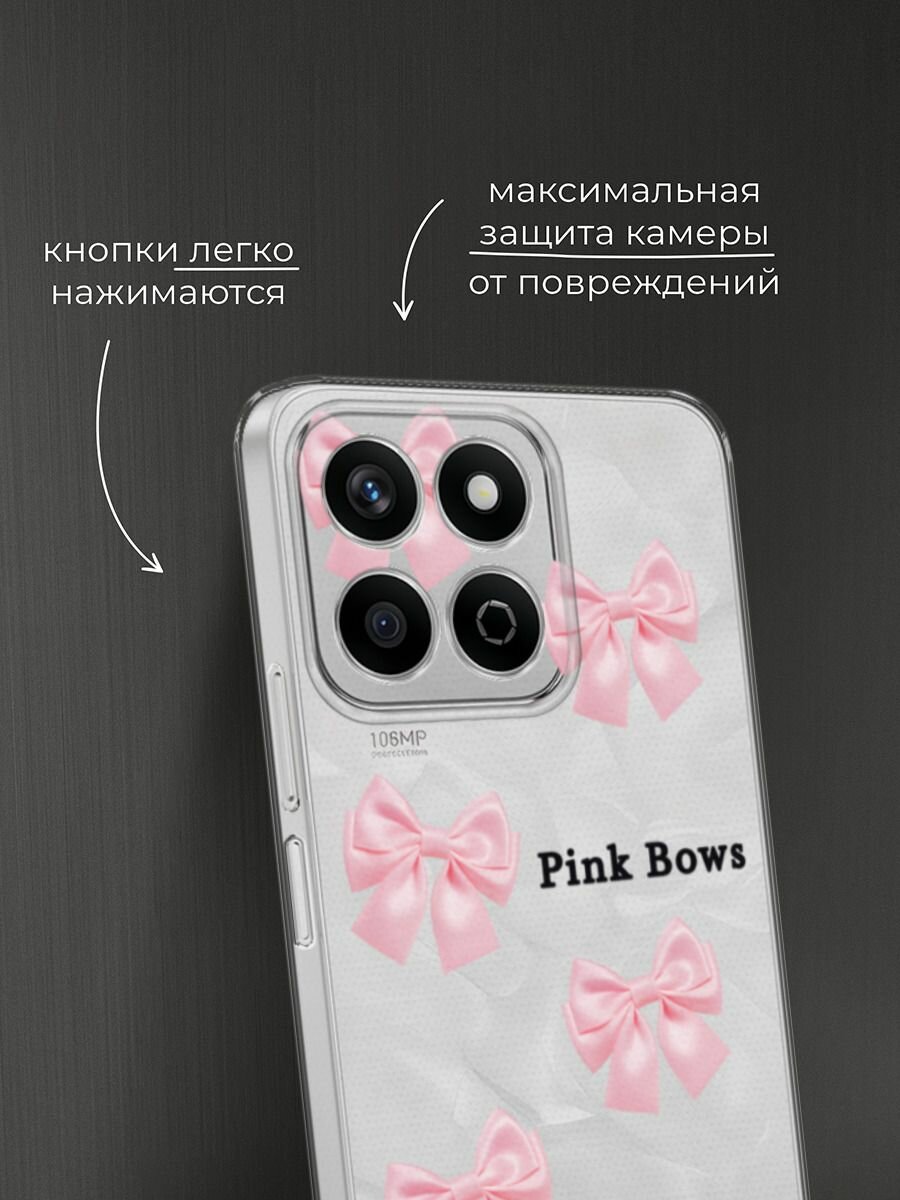Чехол на Honor X7c / Хонор X7c с принтом "Pink Bows", прозрачный — фото 1