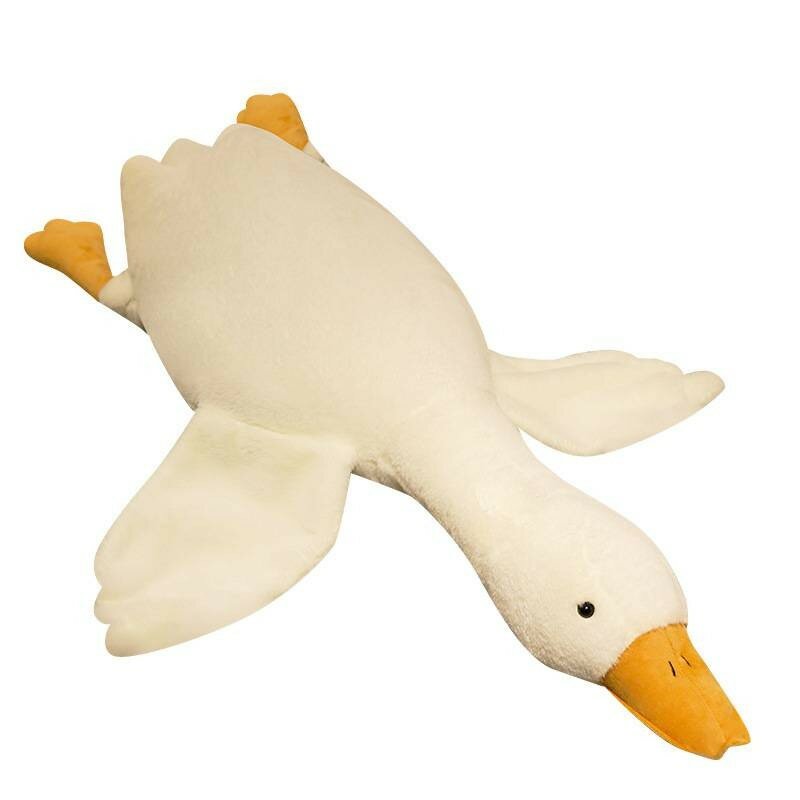 Charming large white goose plush cushion super soft for bedroom decor and sleeping companion